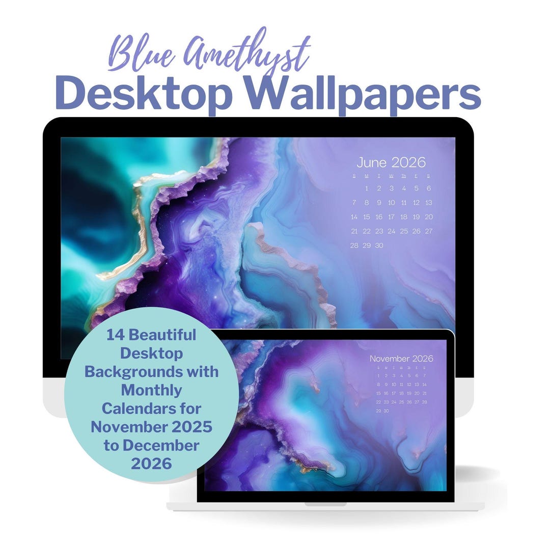 Blue Amethyst Desktop Wallpaper Backgrounds With Monthly Calendars ...