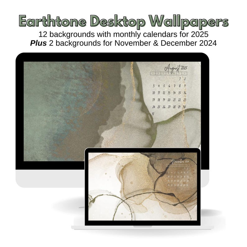 Earth Tone Minimalist Desktop Wallpapers With Calendars for 2025 Plus ...