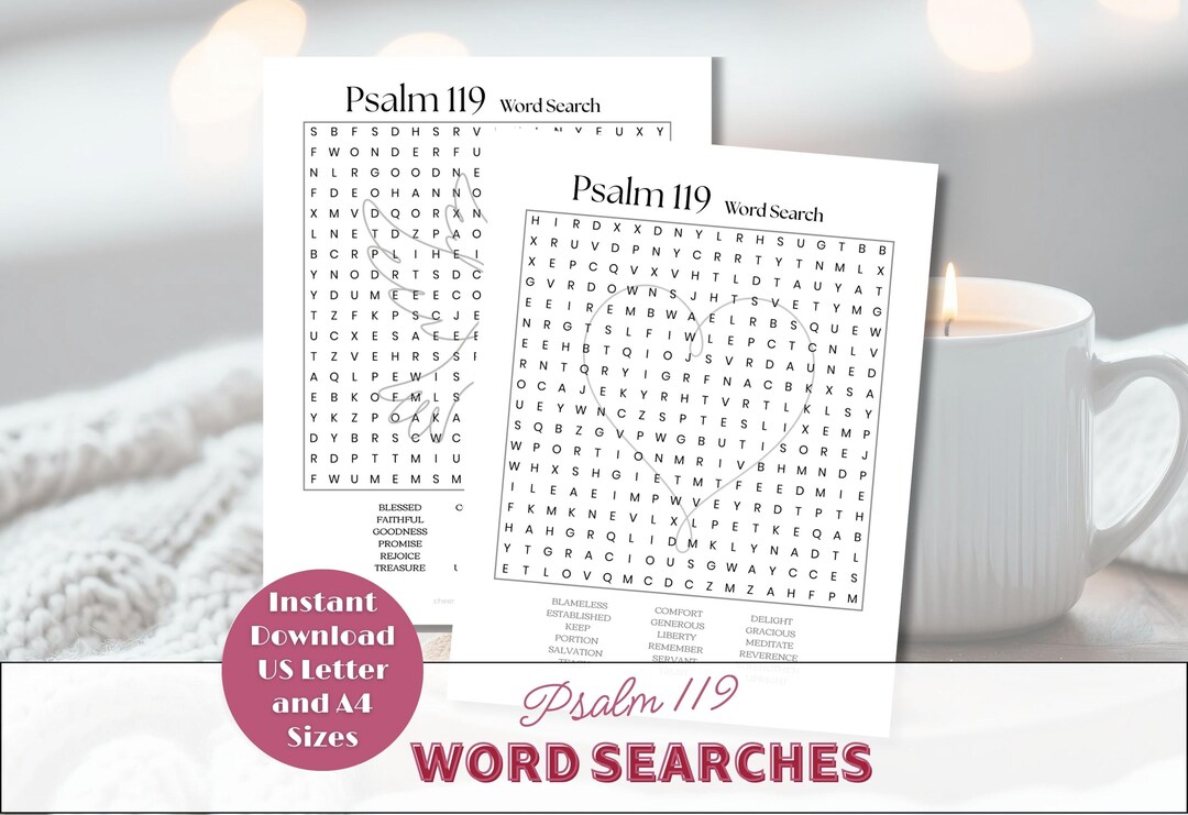 Psalm 119 Printable Word Search Puzzles, Meditate on the Meaning With ...