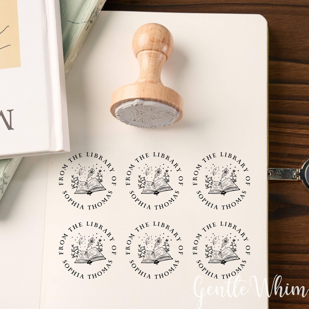Custom Book Stamp, Self-inking Book Stamp, Wood Stamp, Name Stamp ...