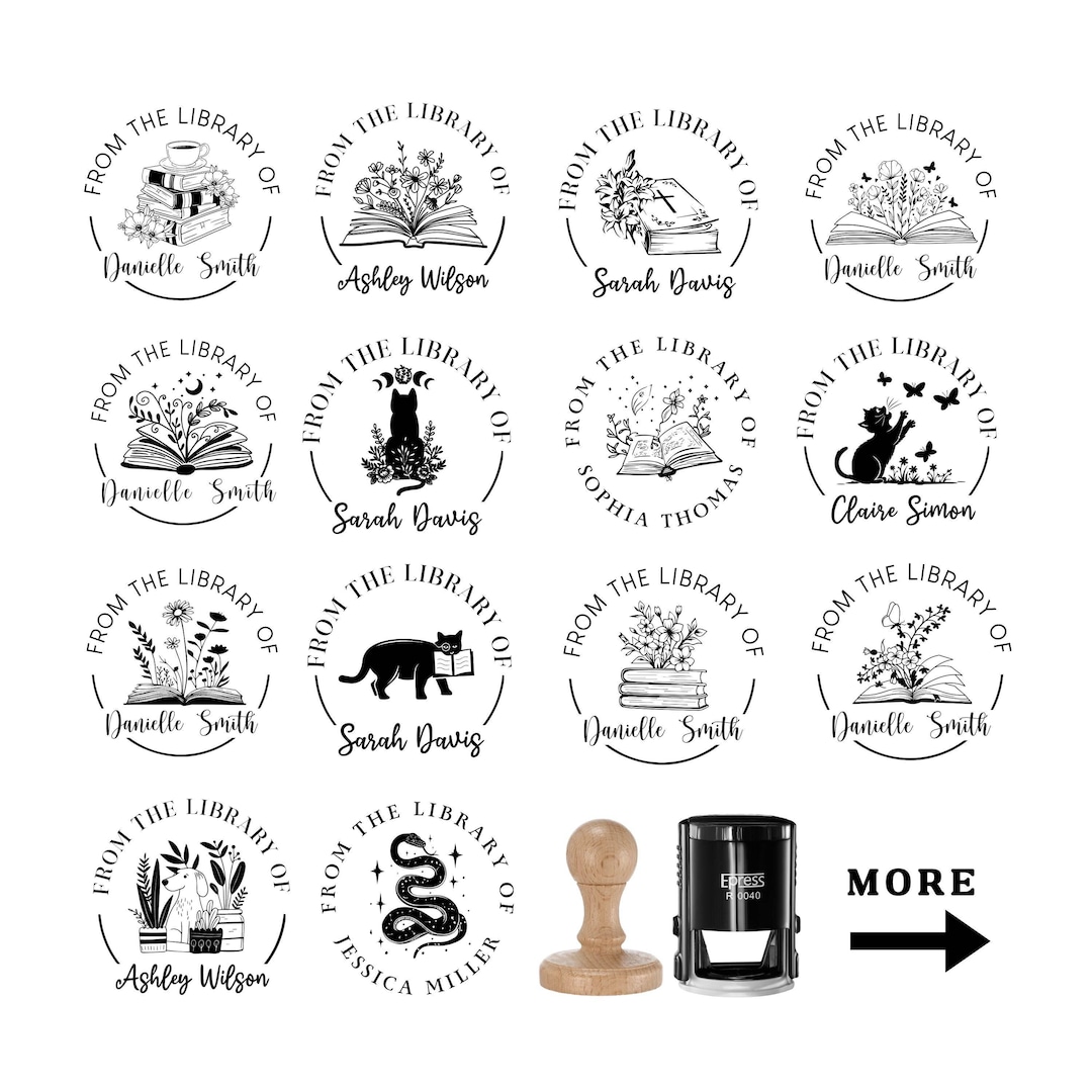Custom Book Stamp, Self-inking Book Stamp, Wood Stamp, Name Stamp ...