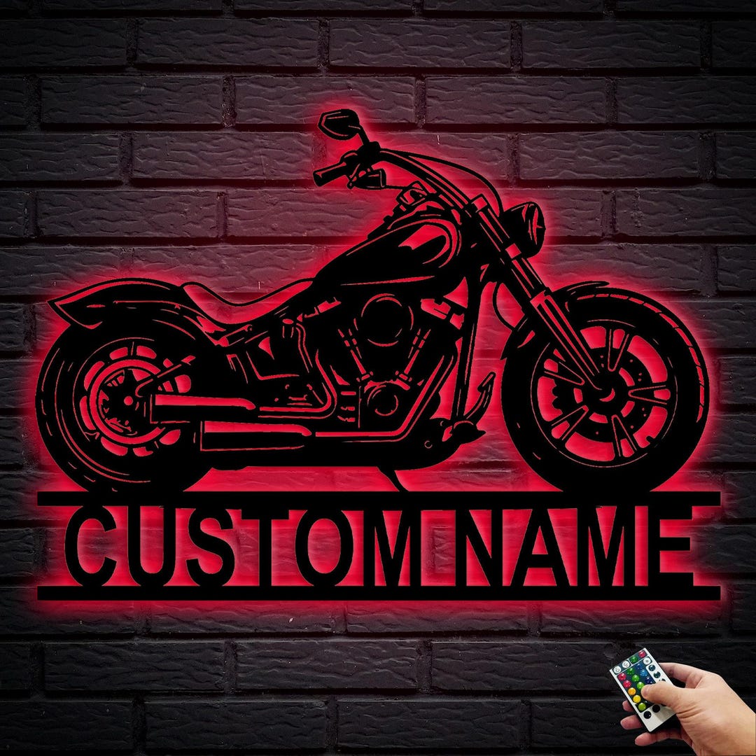 Custom Motorcycle Metal Wall Sign, Personalized Motorcycle Biker Name ...