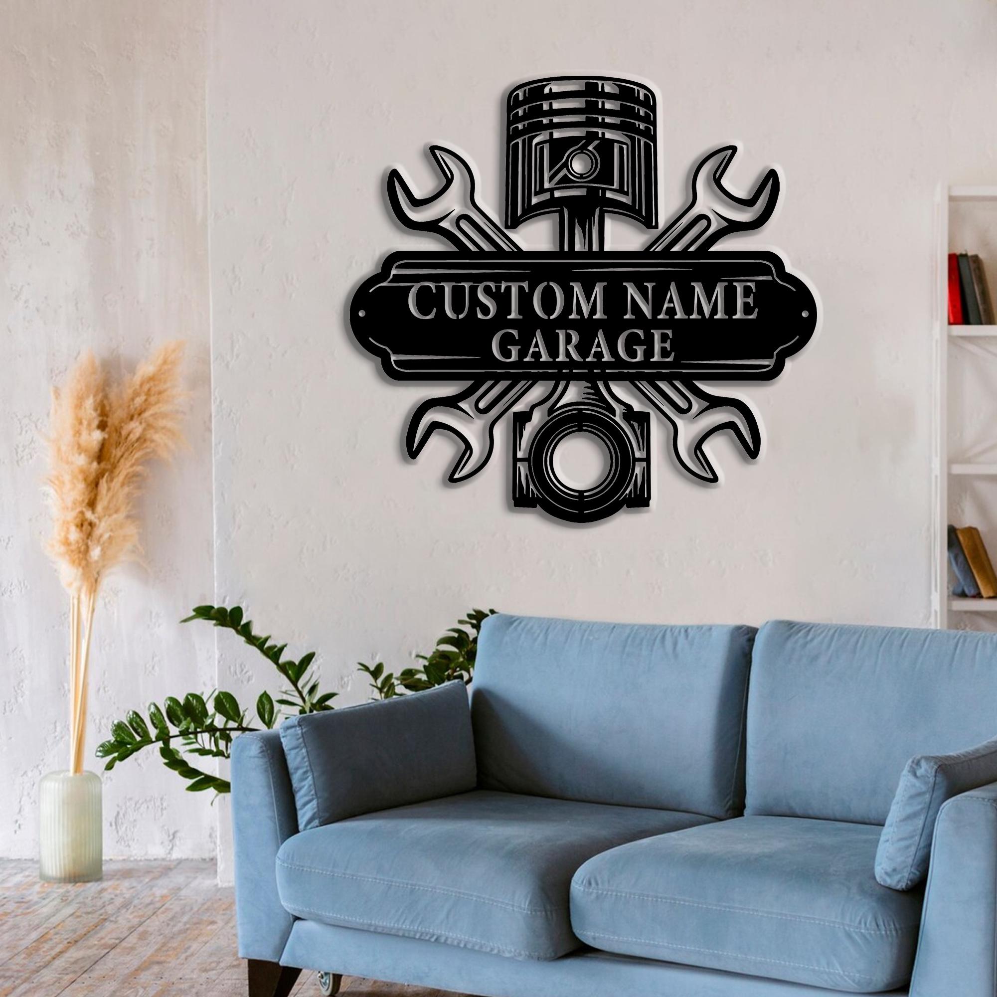 Personalized Garage Name Sign,custom Garage Tools Repair Metal Wall Art ...