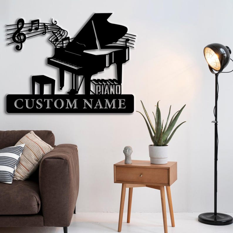 Customized Musical Note Piano Metal Wall Art,personalized Pianist Name ...