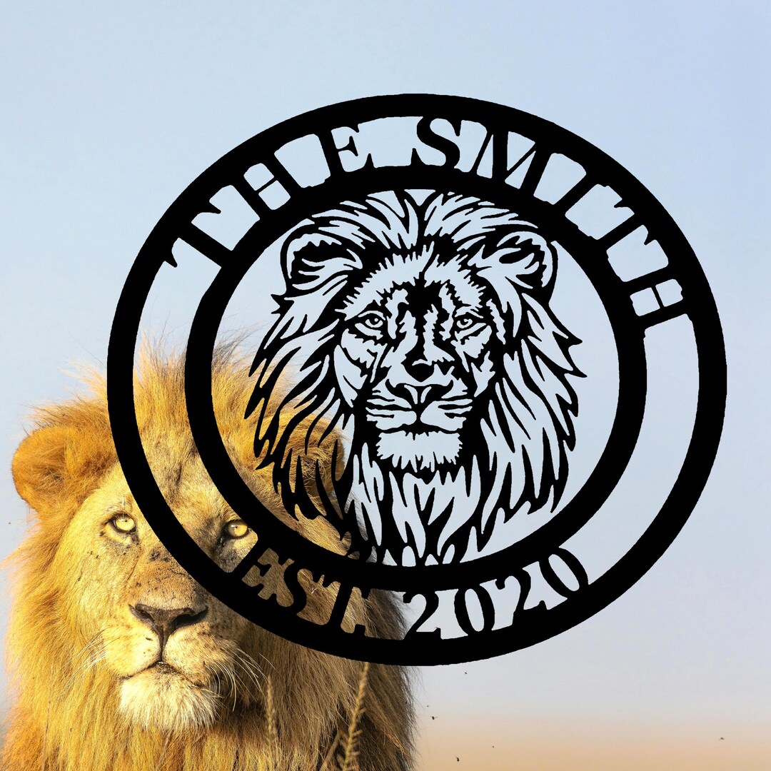 Personalized Lion Head Metal Wall Art,custom Lazy Lion Metal Name Sign ...