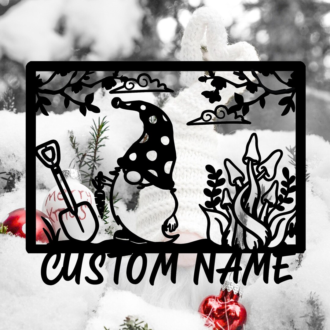 Custom Garden Gnome Metal Sign, Personalized Gnome Metal Wall Art, Yard ...
