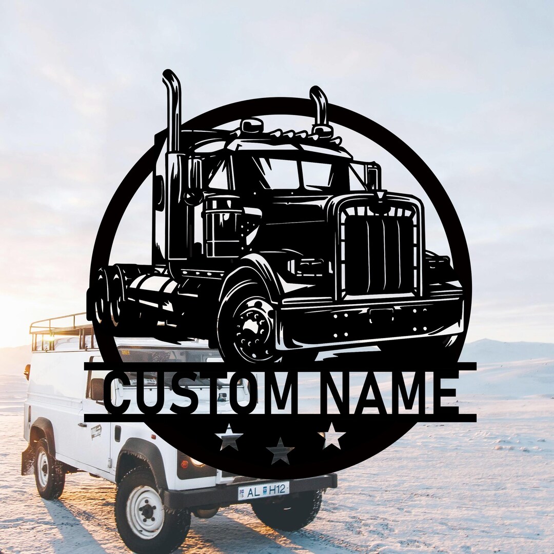 Personalized Semi Truck Metal Garage Sign,custom Semi Truck Metal ...