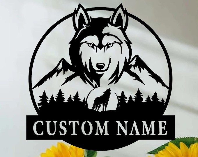 Custom Wolf Gift | Wolf Wall Art | Personalized Wood Wolves Sign ...