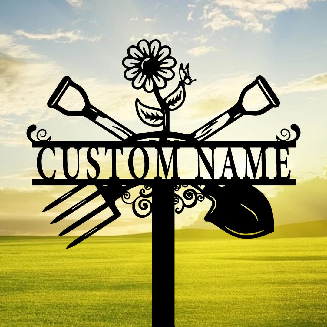 Personalized Flower Name Metal Garden Tools Sign With Stake,custom Yard ...