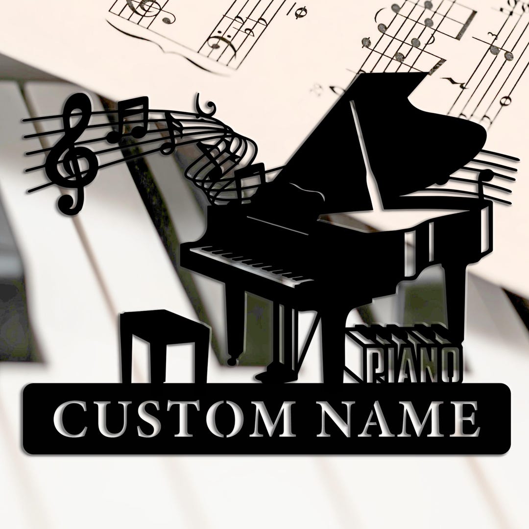 Customized Musical Note Piano Metal Wall Art,personalized Pianist Name ...