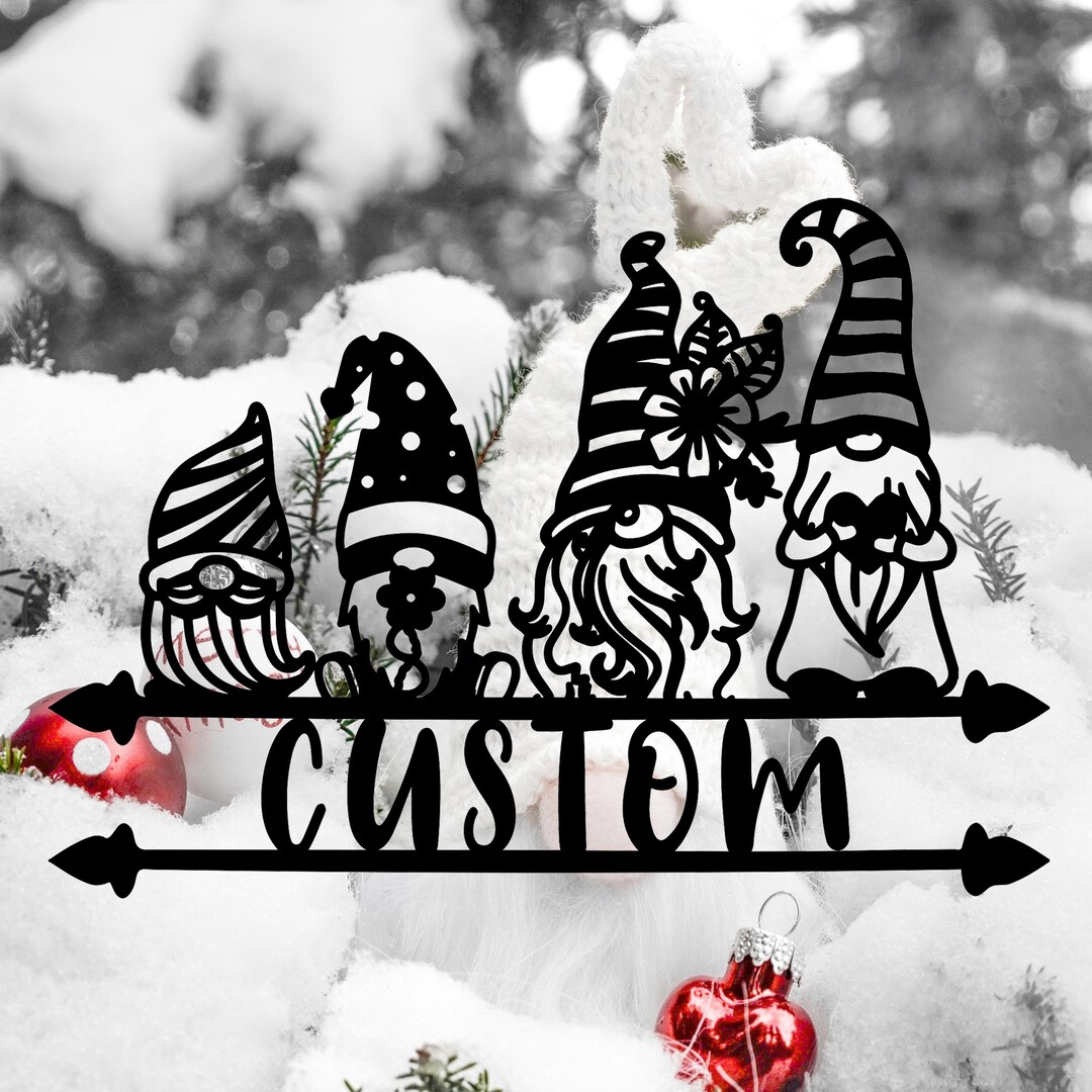 Personalized Gnome Metal Wall Art, Custom Garden Gnome Metal Sign, Yard ...