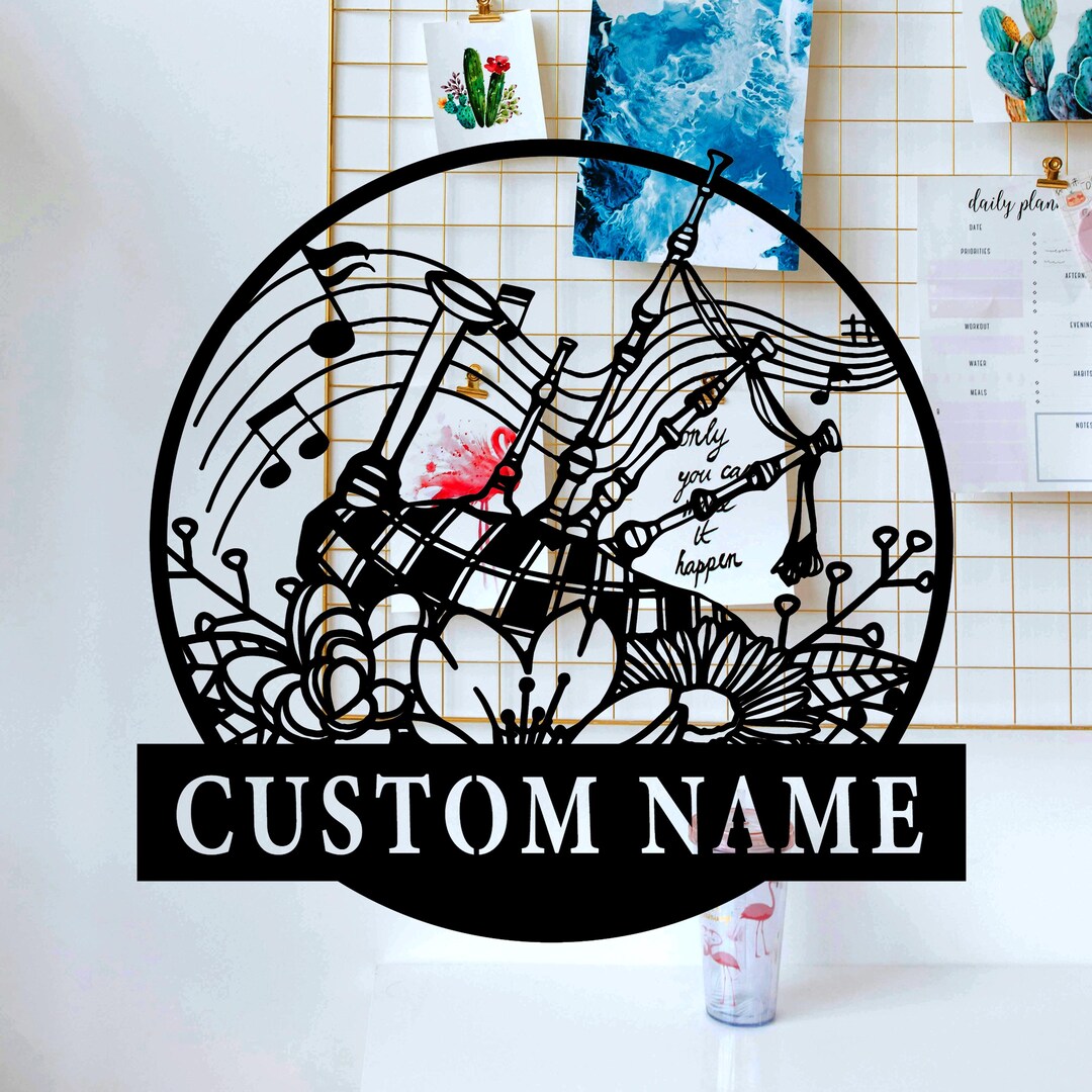Custom Bagpipes Metal Wall Art,custom Bagpipes Metal Name Sign,bagpipes ...