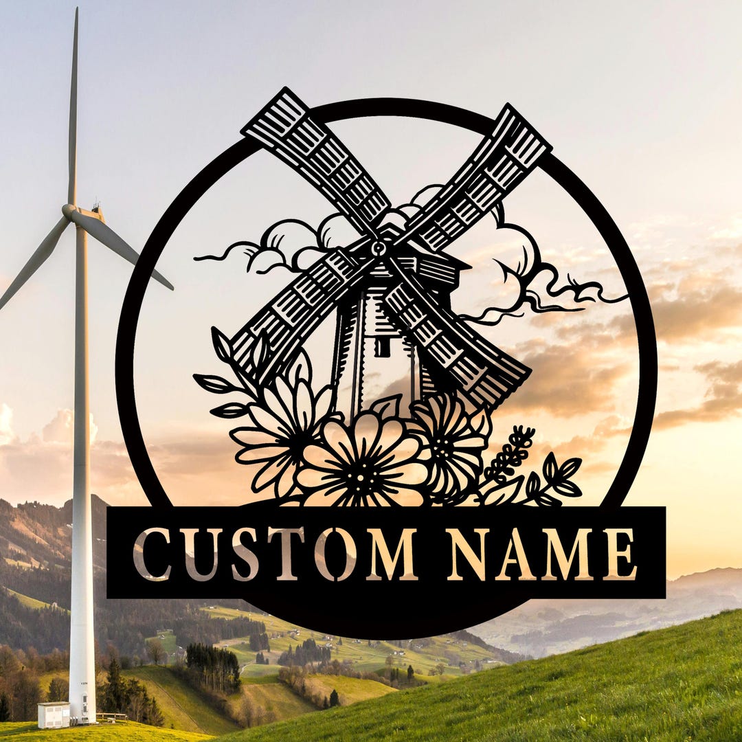 Custom Windmill Farm Charm,handcrafted Metal Sign,personalized Family ...