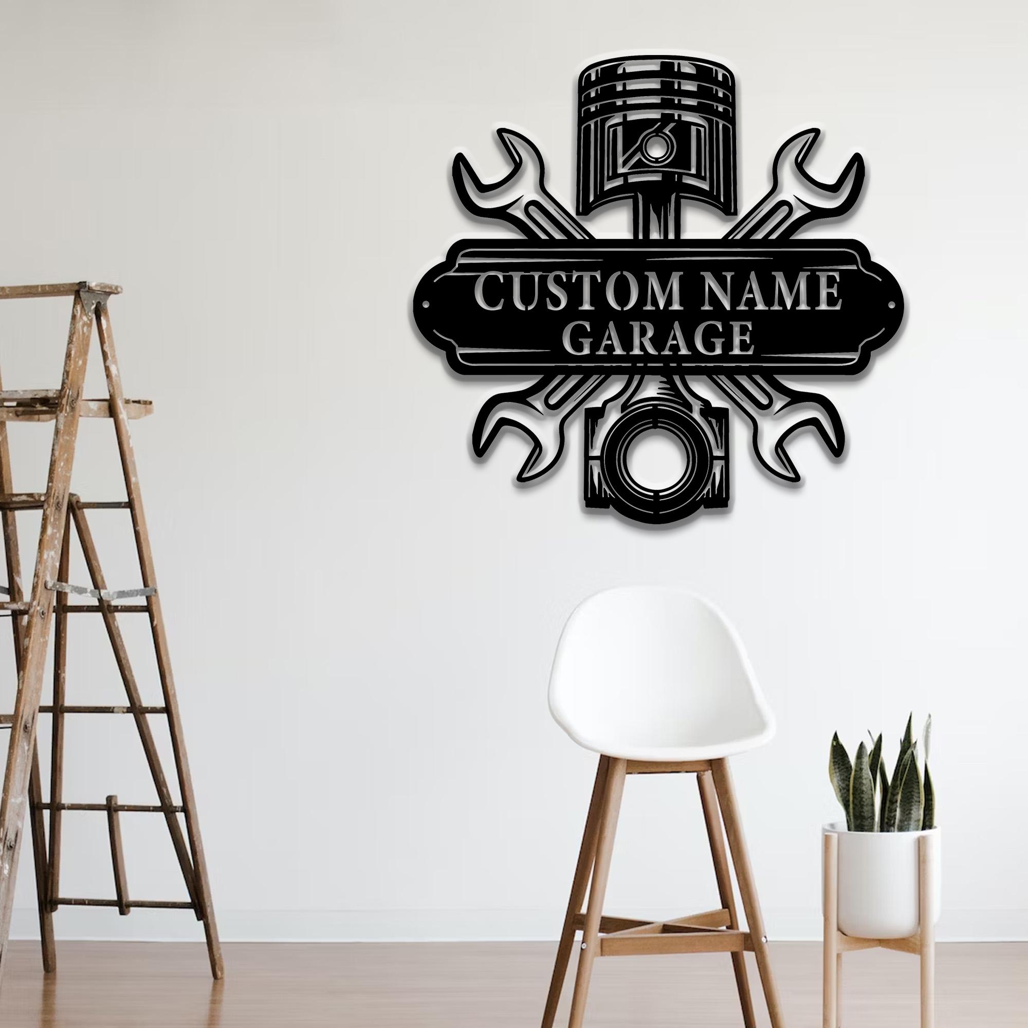 Personalized Garage Name Sign,custom Garage Tools Repair Metal Wall Art ...