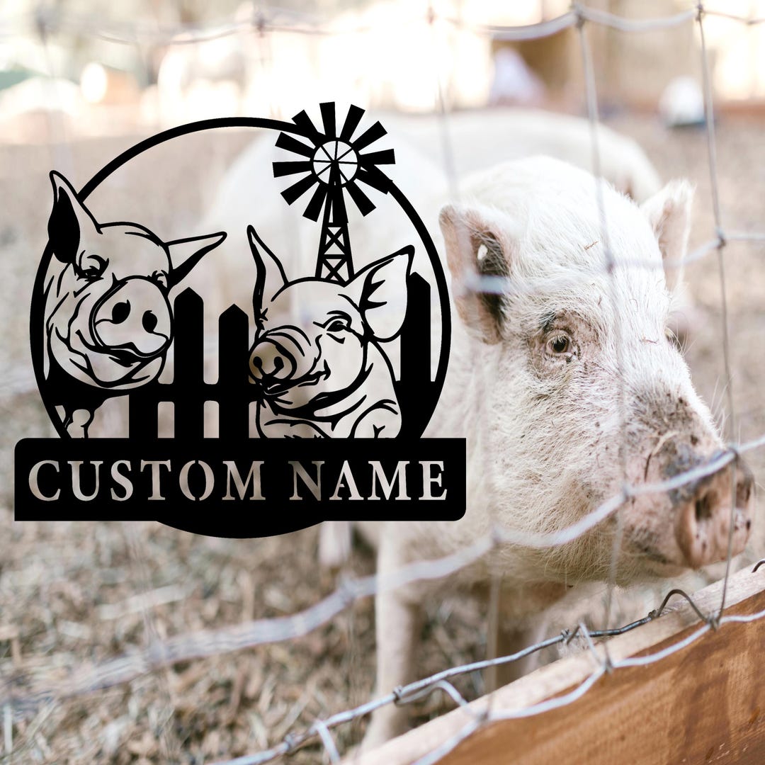 Custom Pigs Windmill Farmhouse Metal Name Sign,personalized Funny Pig ...