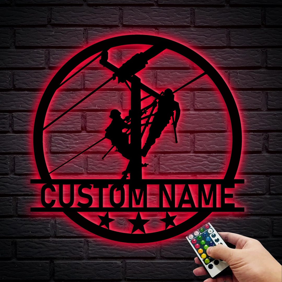 Custom Lineman Metal Wall Hanging,personalized Lineman Name Metal Sign ...