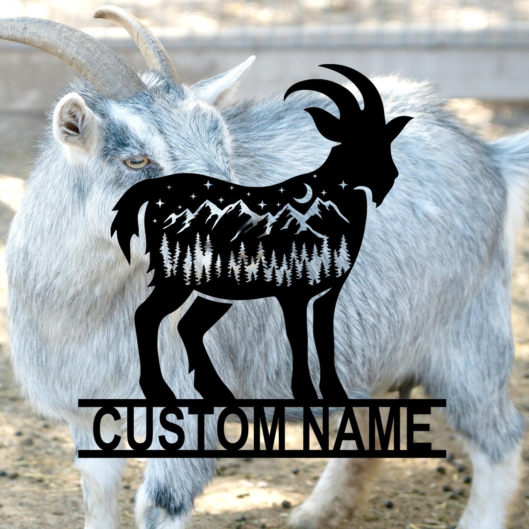 Custom Goat With Mountain Metal Wall Art,personalized Goat Name Metal ...