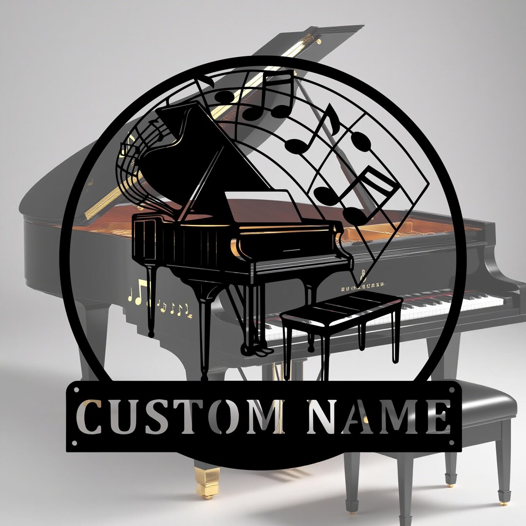 Personalized Pianist Name Metal Sign,customized Musical Note Piano ...