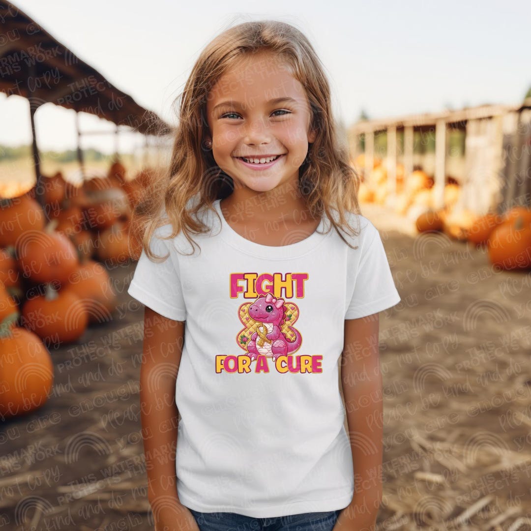 Fight for A Cure Pink Dino Childhood Cancer Awareness PNG, DTF ...