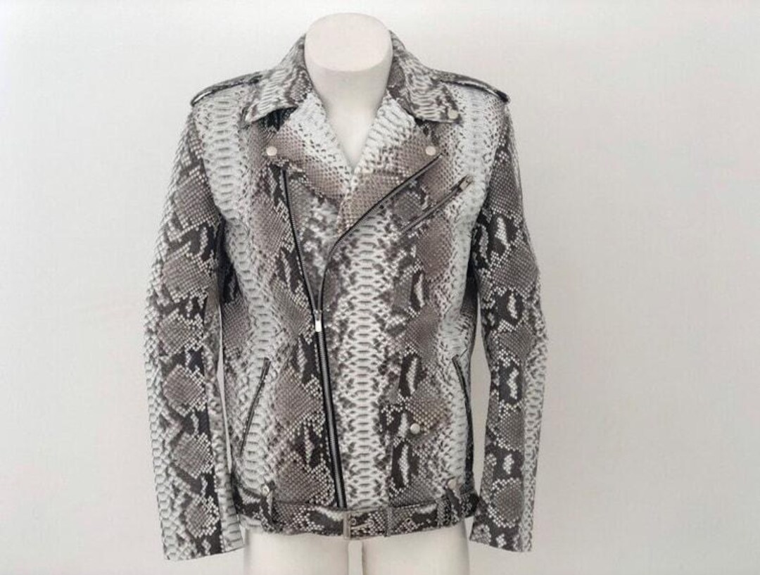 Men's Python Leather Motorcycle Jacket Custom Snakeskin Biker Jacket - Etsy