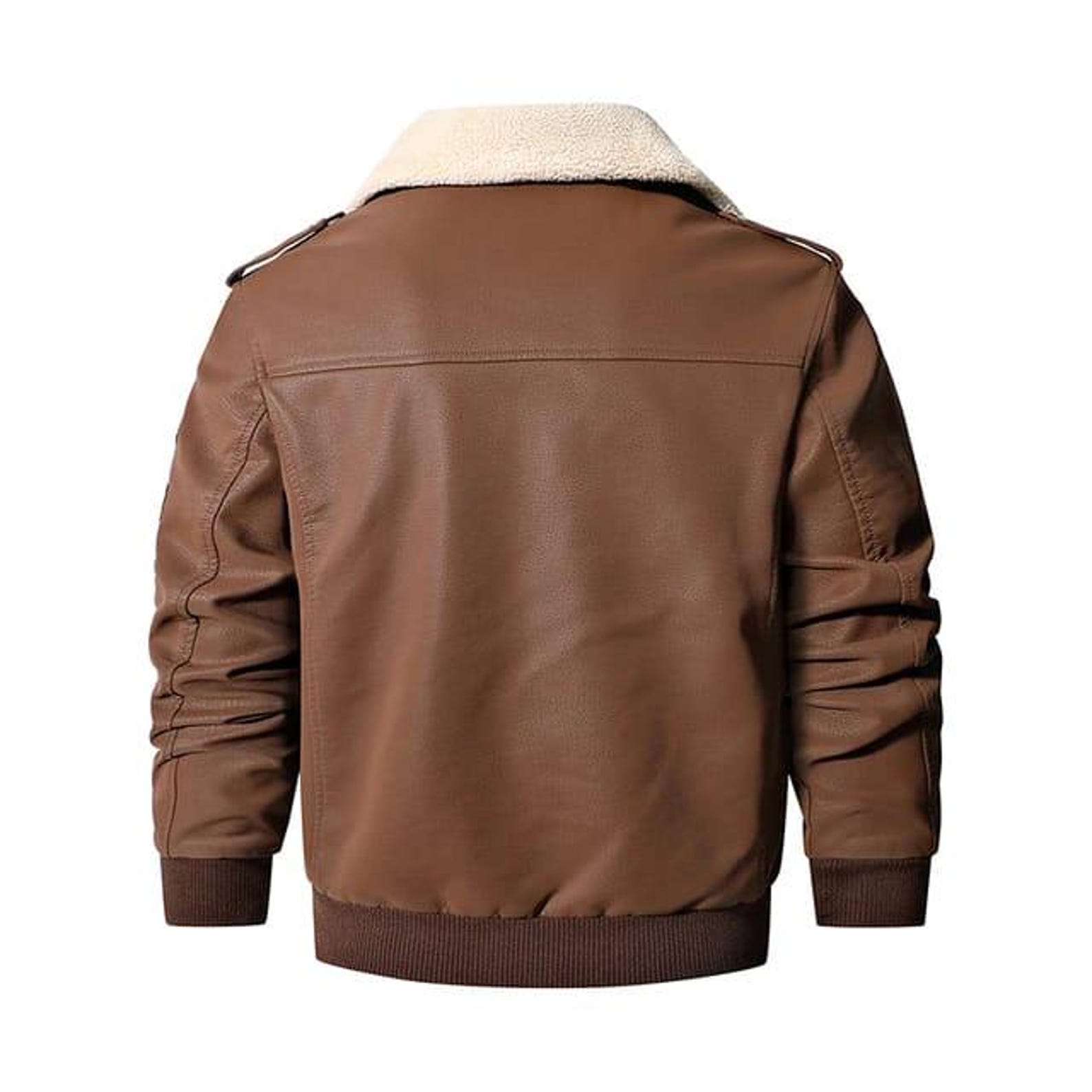 Men's Bomber Motorcycle Leather Jacket Vintage Brown Military Flight ...