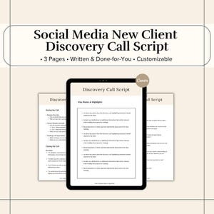 Discovery Call Script, Social Media New Client Discovery Call Checklist, Client Call Guide ...