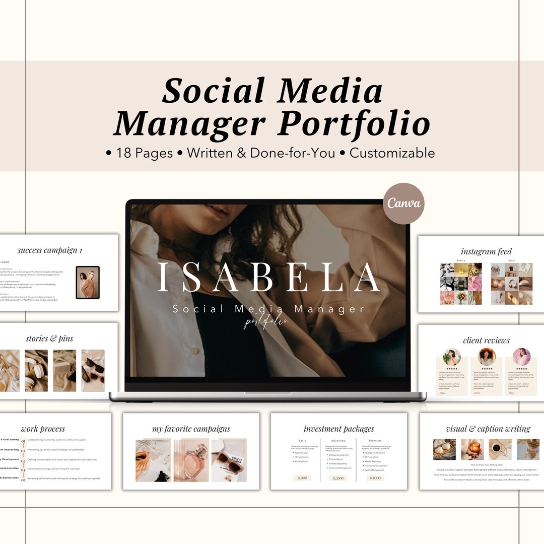 Social Media Manager Portfolio Template, Social Media Portfolio, Social ...