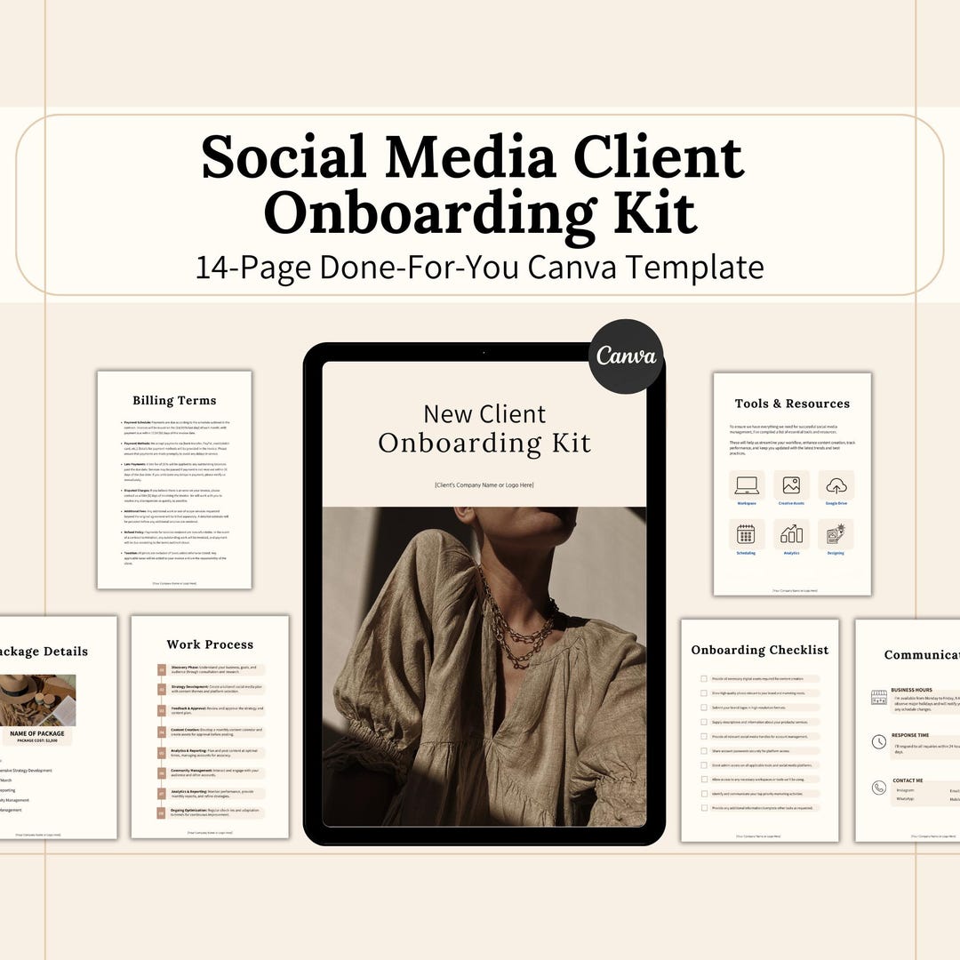 Social Media New Client Onboarding Pack: Service Intake Packet, Canva ...
