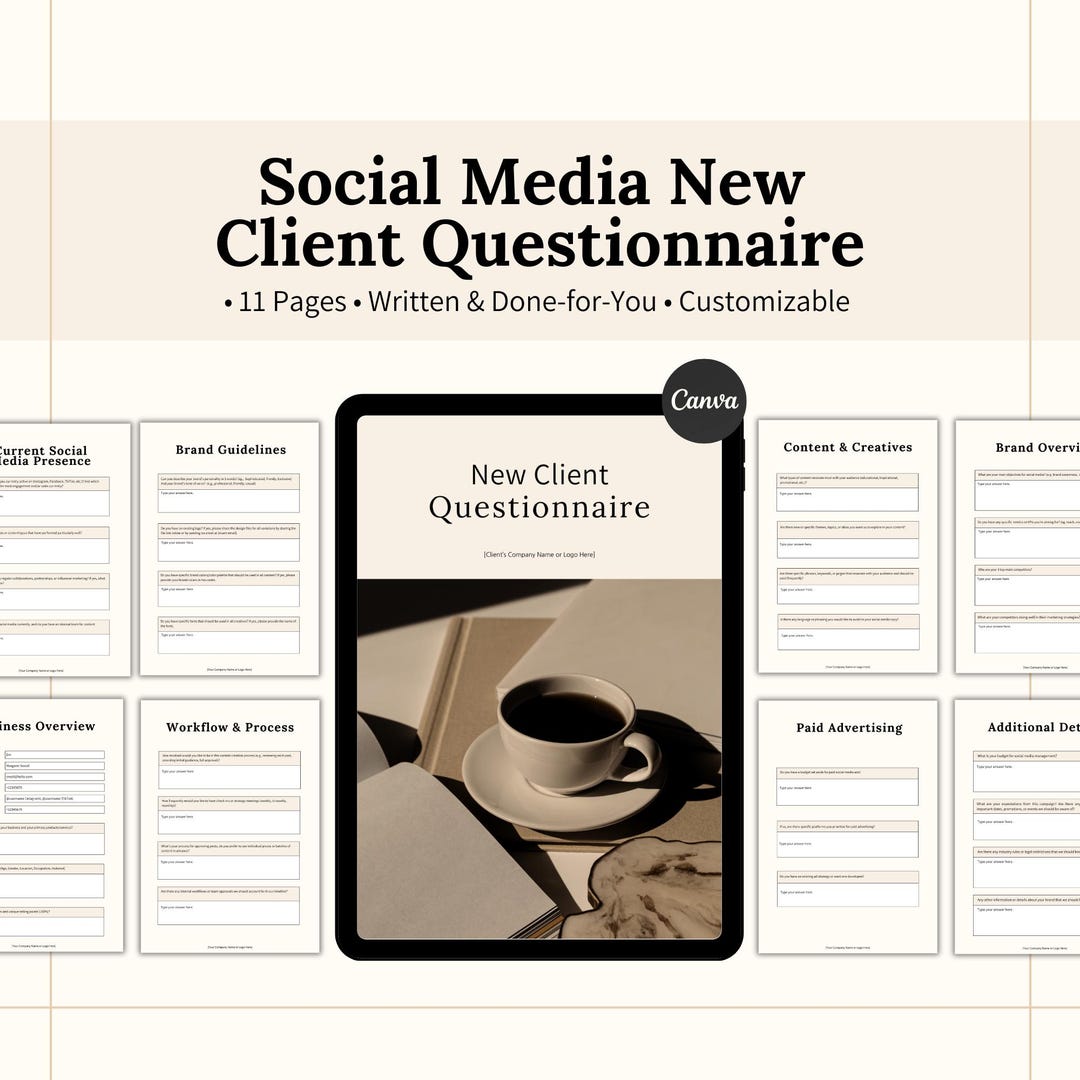 Social Media Onboarding Questionnaire, New Client Onboarding Kit ...