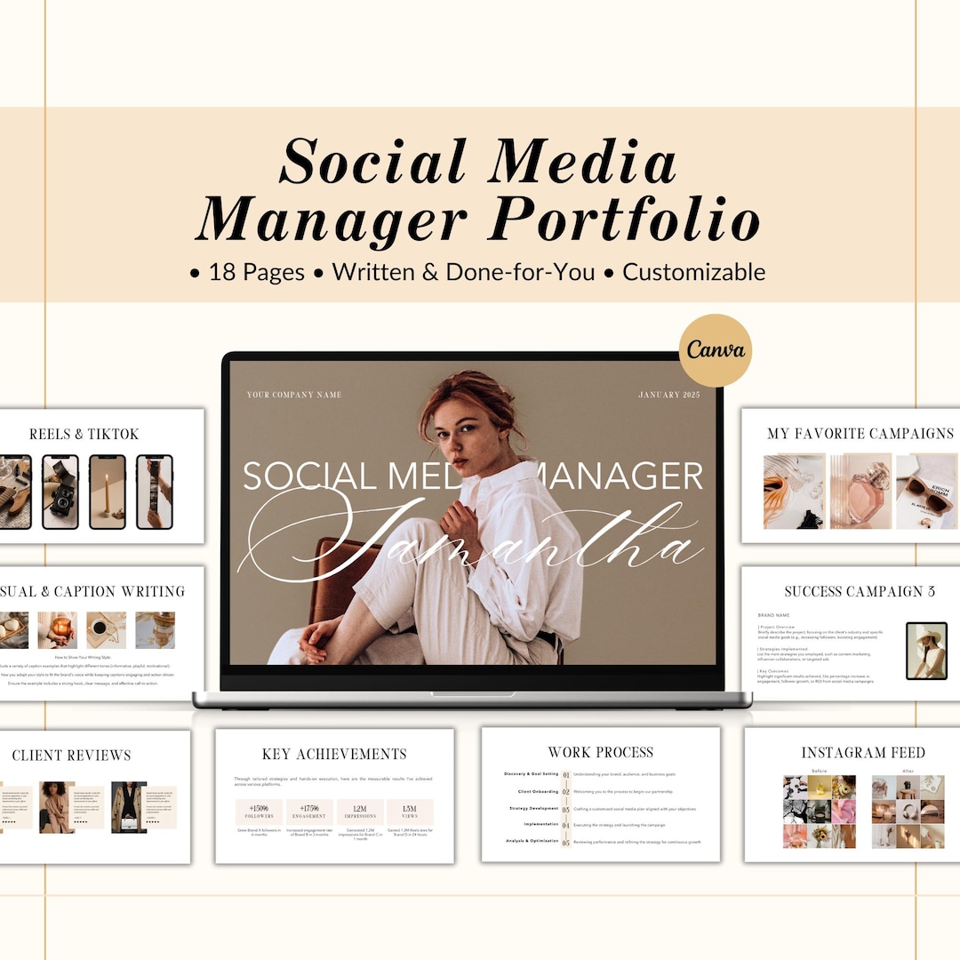 Social Media Manager Portfolio Template, Social Media Portfolio, Social ...