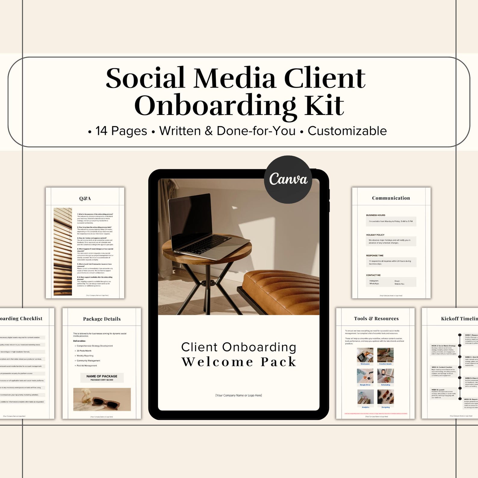 Social Media New Client Onboarding Kit: Editable Social Media Manager ...