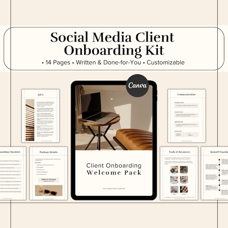 Social Media New Client Onboarding Kit Template, Client Welcome Packet, Social Media Manager ...