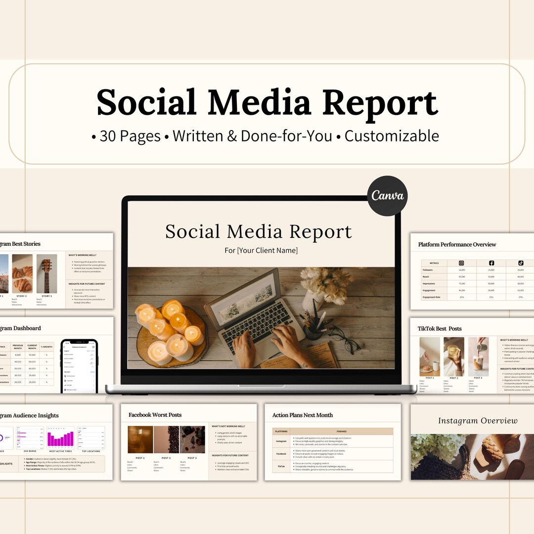 Social Media Report Template, Social Media Analytics Report, Social ...