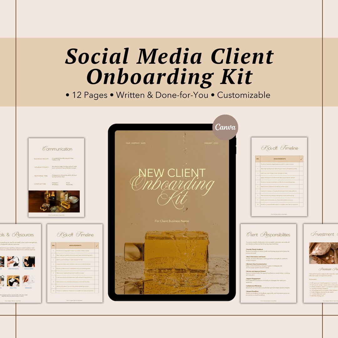Social Media Client Onboarding Kit Template, New Client Welcome Packet, Social Media Manager ...