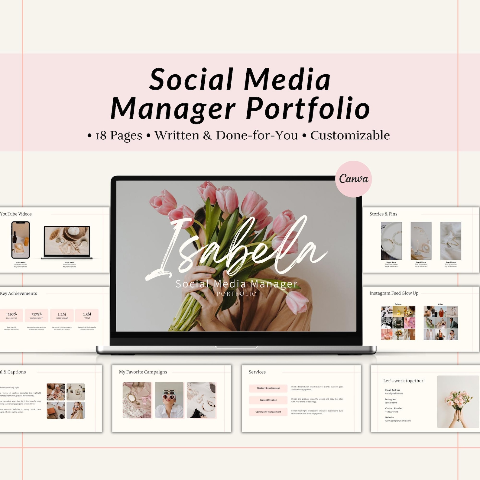 Social Media Portfolio Template, Social Media Manager Portfolio, Social ...