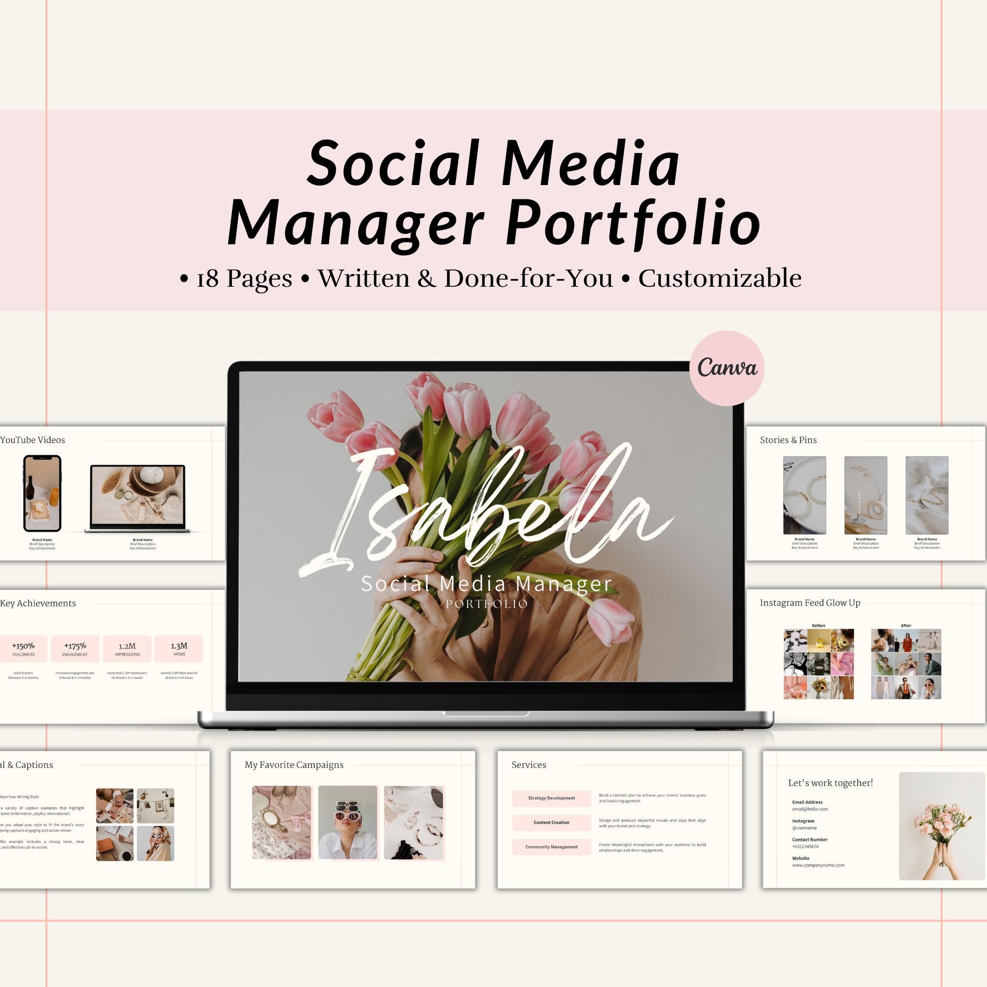 Social Media Portfolio Template, Social Media Manager Portfolio, Social ...