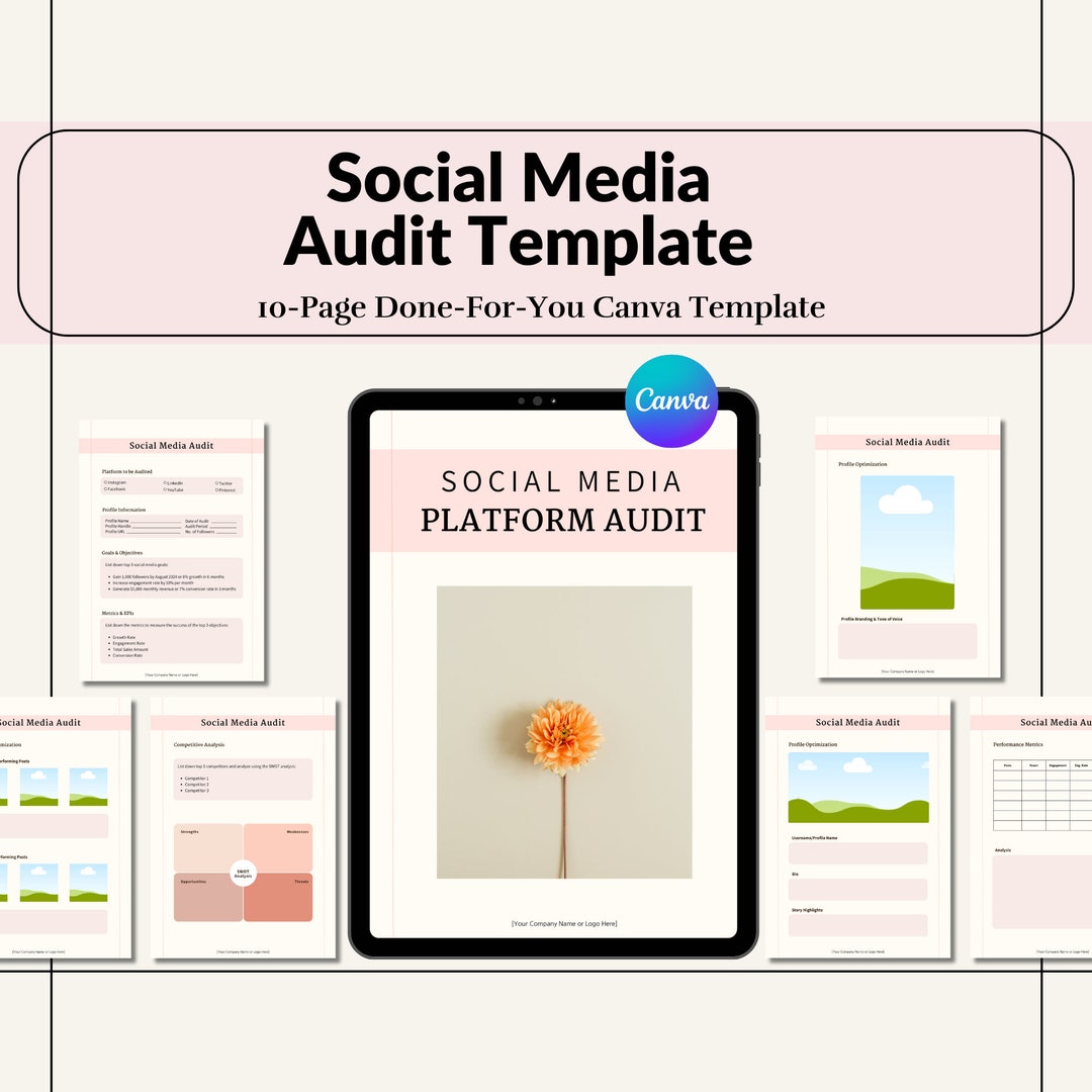 Social Media Audit Template, Social Media Manager Templates, Social ...