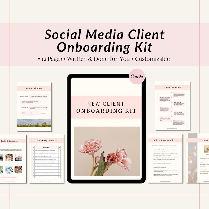 Social Media New Client Onboarding Kit Template: Client Welcome Pack, Social Media Manager ...