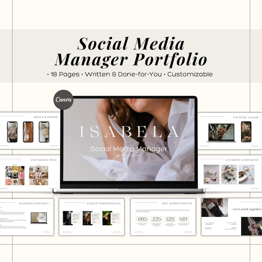 Social Media Portfolio Template, Social Media Manager Portfolio, Social ...