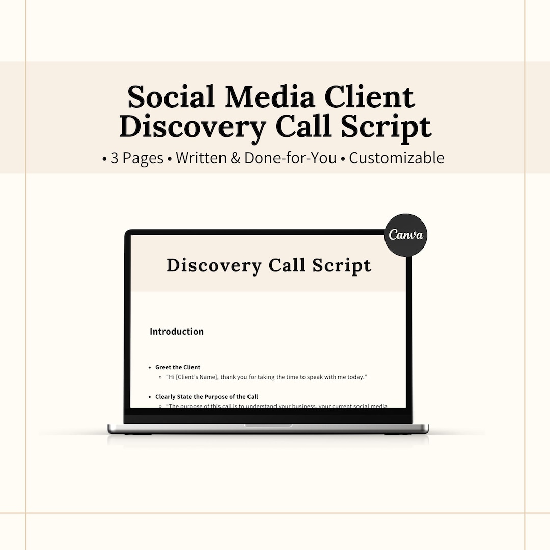 Discovery Call Template, Discovery Call Packet, Discovery Call ...