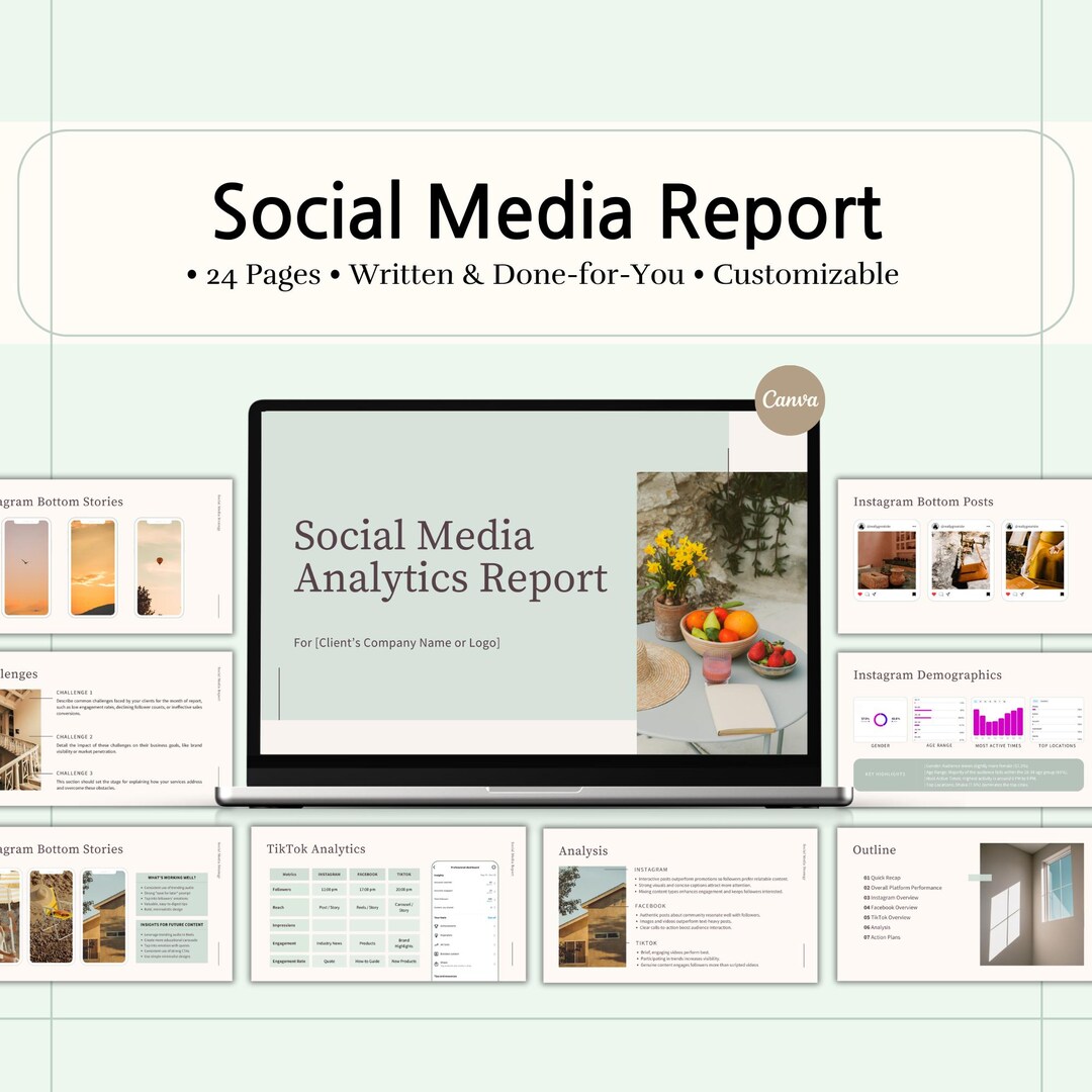 Social Media Report Template, Social Media Analytics, Social Media ...