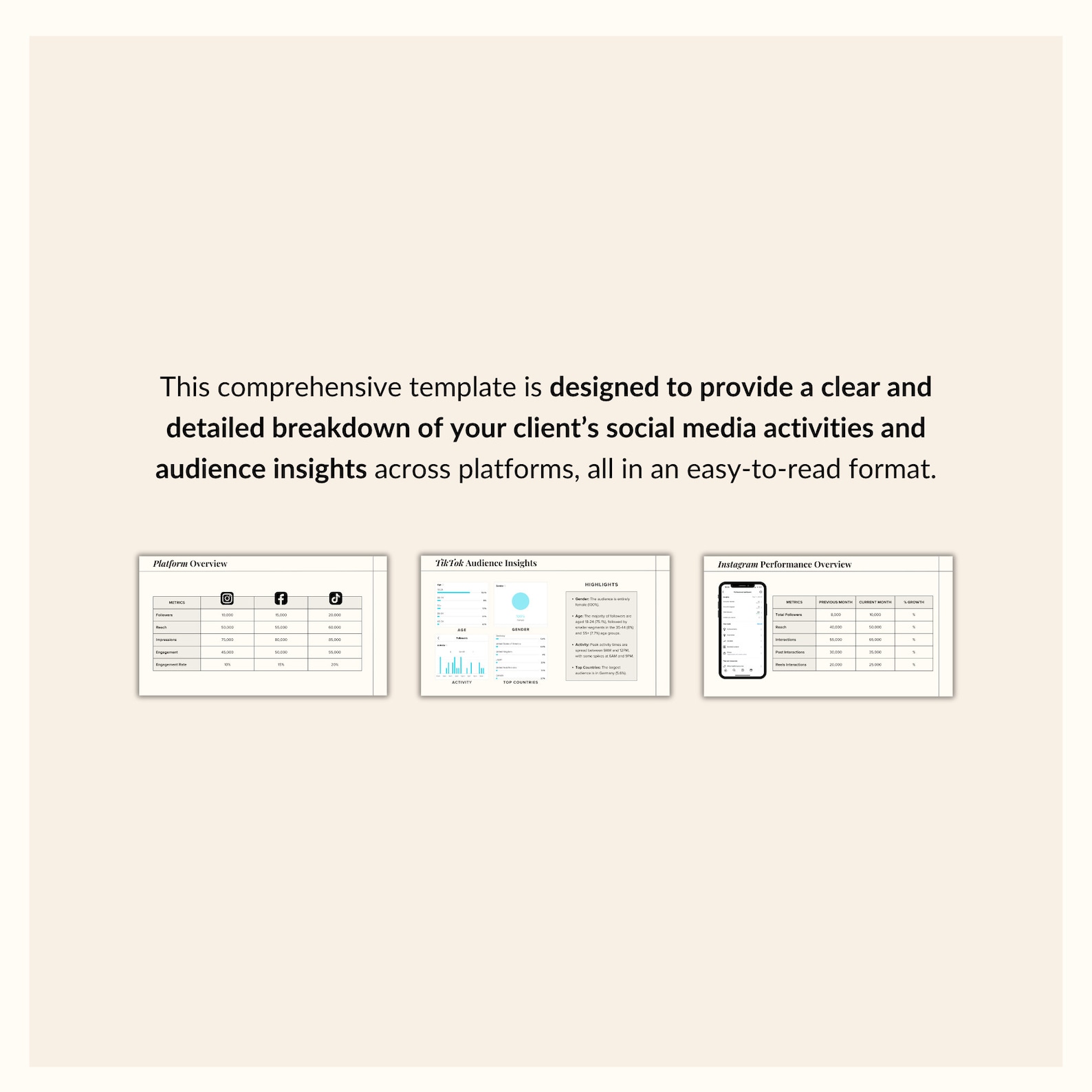 Social Media Report Template, Social Media Analytics, Social Media ...