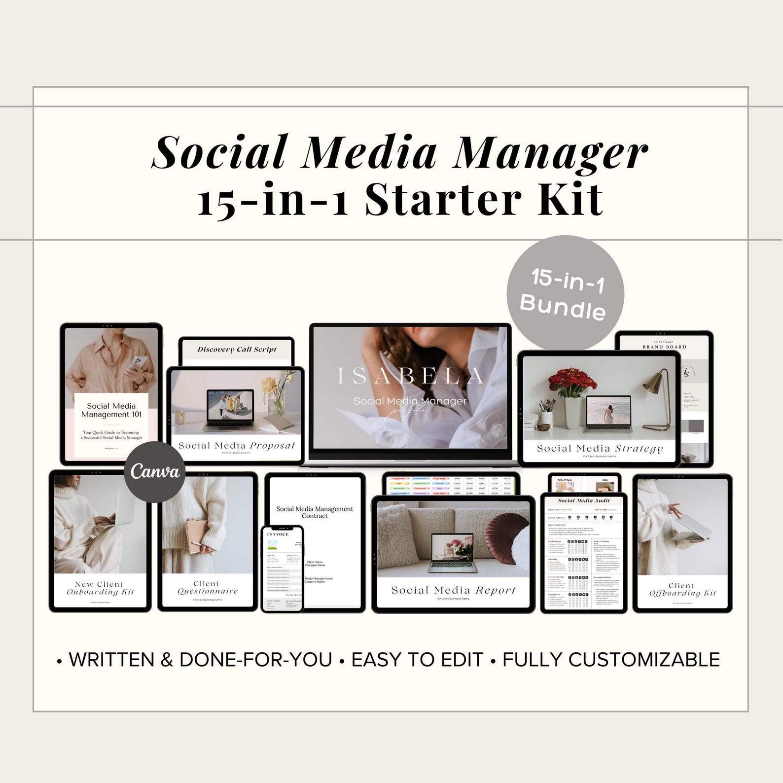 15in1 Social Media Manager Starter Kit, Social Media Manager Bundle ...