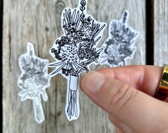 Sweet Pea Sticker // Transparent // Line Art Floral Vinyl Sticker ...