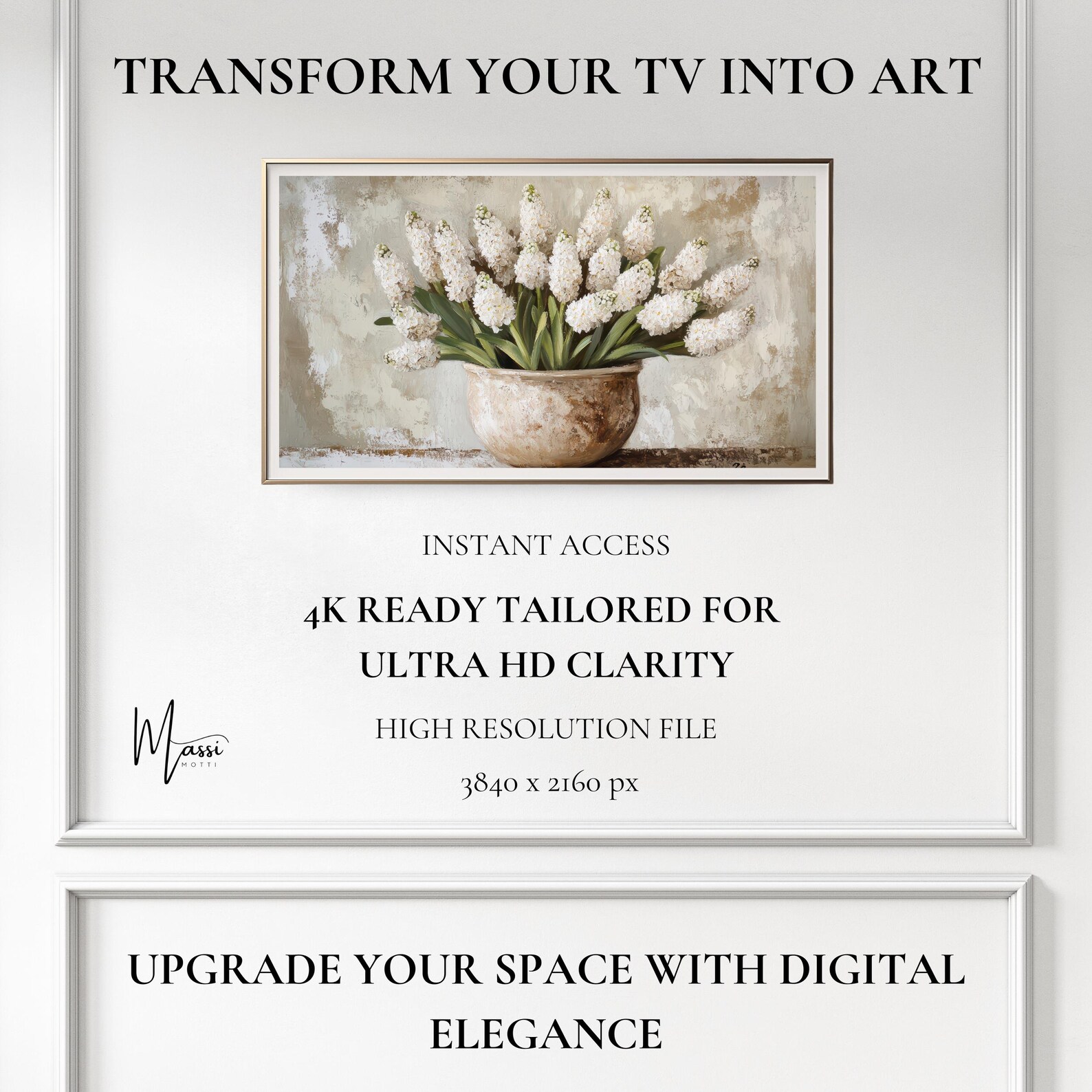 TV Frame With Realistic Hyacinth Flowers, Hyacinth TV Art Decor for ...