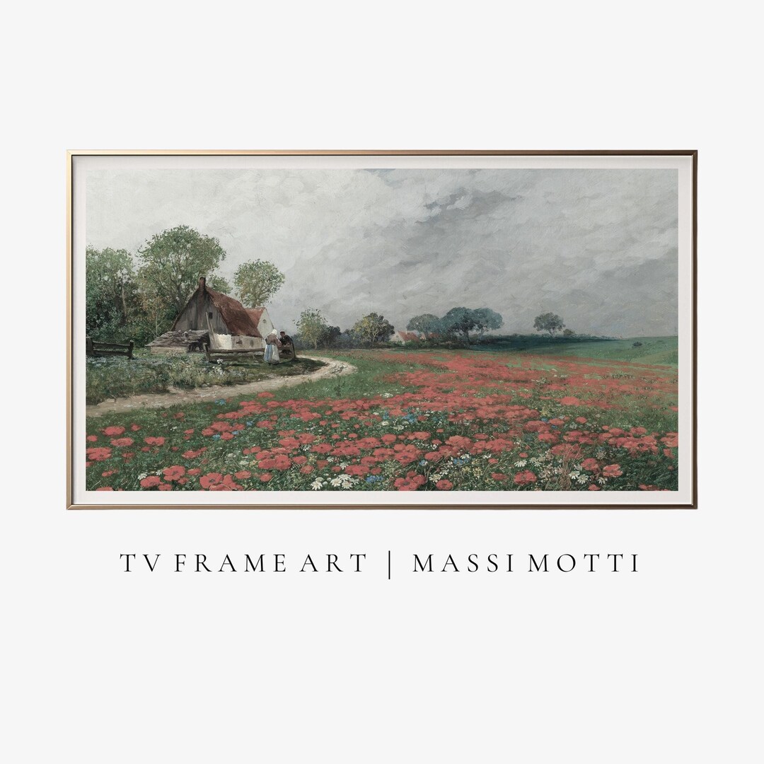 Samsung Frame TV Art Floral, Wildflower Field Landscape Oil Painting ...