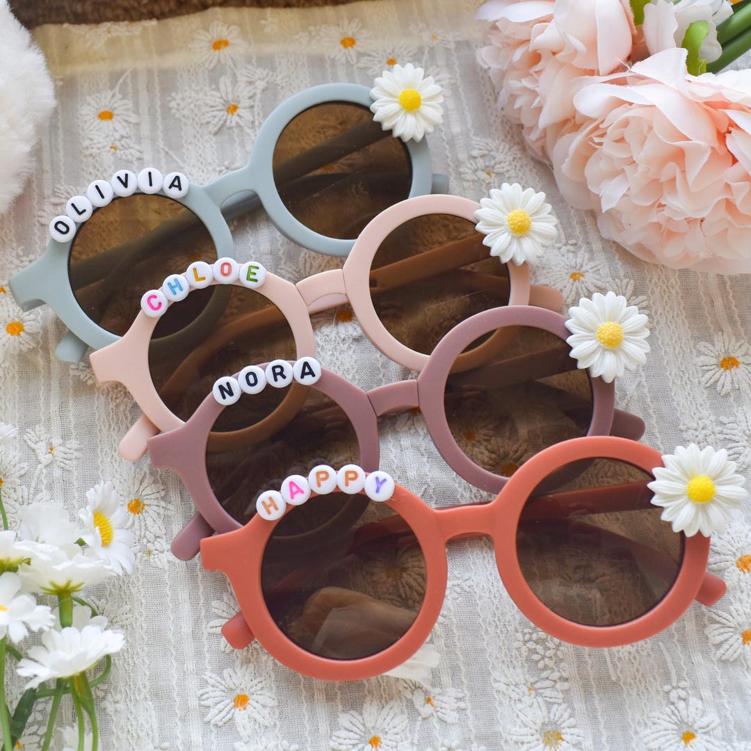 Personalized Floral Daisy Sunglasses: UV400 Protection, Toddler & Kids ...