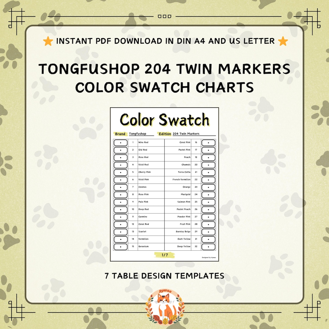 Tongfushop 204 Twin Markers Color Swatch Chart – Table Design ...