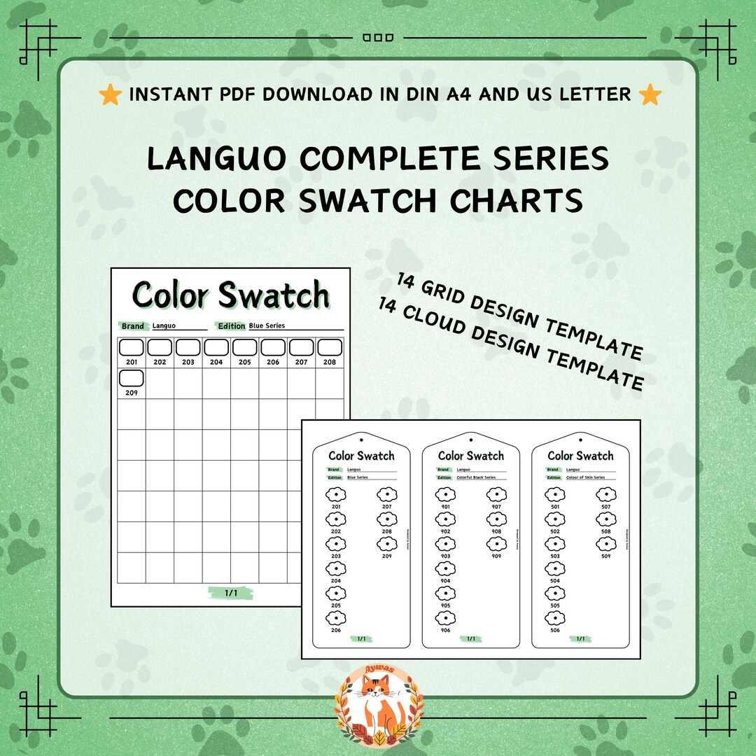 Languo Acrylic Marker Complete Series Color Swatch Chart – Cloud + Grid ...