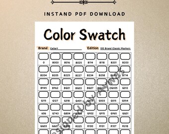 Caliart Color Swatch Templates 18 Brush Markers Grid Design DIY Digital ...